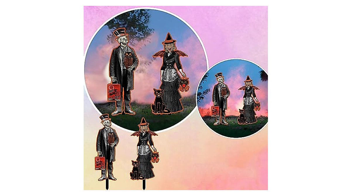 Halloween Yard Signs: Mr. Skeleton & Mrs. Witch Decor
