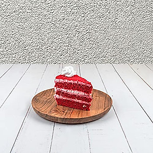 Samhita Acacia Wood Round Wood Plates Set of 4, Easy Cleaning & Lightweight for Dishes Snack, Dessert.(7" x 7" x 1")