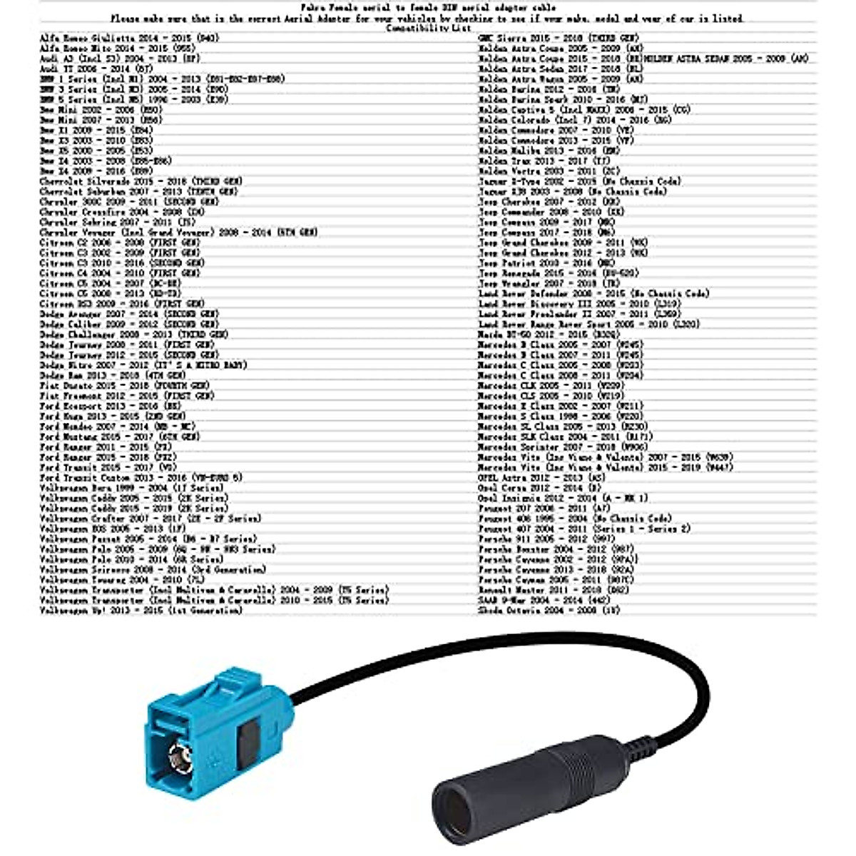 onelinkmore Car Antenna Universal Vehicle Radio Stereo AM & FM Antenna Connector Cable Fakra Z Male Female to DIN Plug Connector Cable for Car Stereo Audio HD Radio Head Unit CD Media Player Receiver