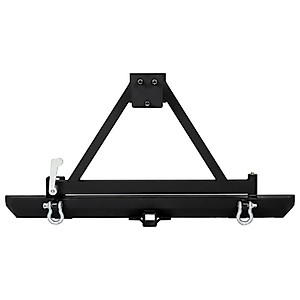 HH Building Rear Bumper with Tire Carrier & D-Ring Fits YJ & TJ (Black, Iron Steel)