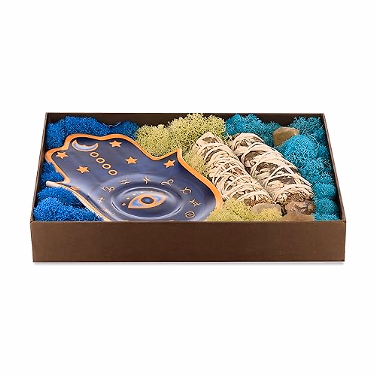 KARMA AND LUCK, Sage Boxes with Hamsa Plates for Energizing and Protecting Your Space, Gift your loved one's (Omniscient Energy)