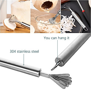 FengWu Coconut Opener Tool Set Food Grade Stainless Steel Coconut Opener Kit for Young Coconut Coco Jack Opener Kit with Stainless Steel Scraper, Coconut Hole Maker Puncher, Rubber Hammer (4pcs)