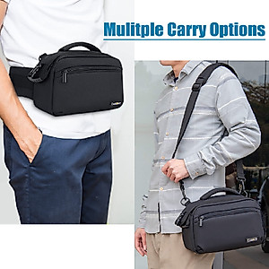 Cwatcun Waist Camera Case DSLR SLR Bag Sling Shoulder Camera Bag Water Resistant Pack for Camera Carrying Case for photographer Hiking Shooting Traveling Men Women