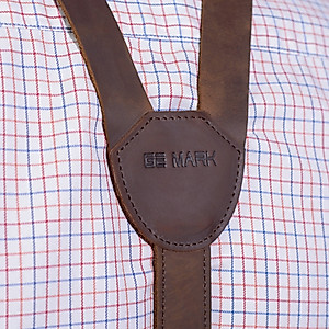 GE MARK Leather Suspenders - for Men and Women - Best for Gift and Wedding (Brown)