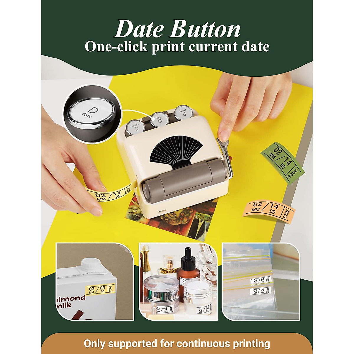 MakeID HD(300dpi) Label Maker Machine with 4 Rolls Tape, Bluetooth Multifunction Label Printer Available for Smartphone, Smart Sticker Maker with Multiple Templates for Office Home Organization