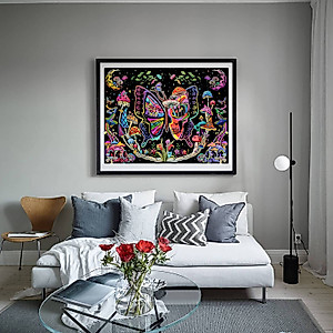 GemZono 5D DIY Diamond Painting Kit, Butterfly Mushroom Flower Plant, Skull Diamond Art Kits for Adults Kids,Full Drill Diamond Painting Dots Art for for Home Wall Decor (16X12 inch/ 40X30cm)