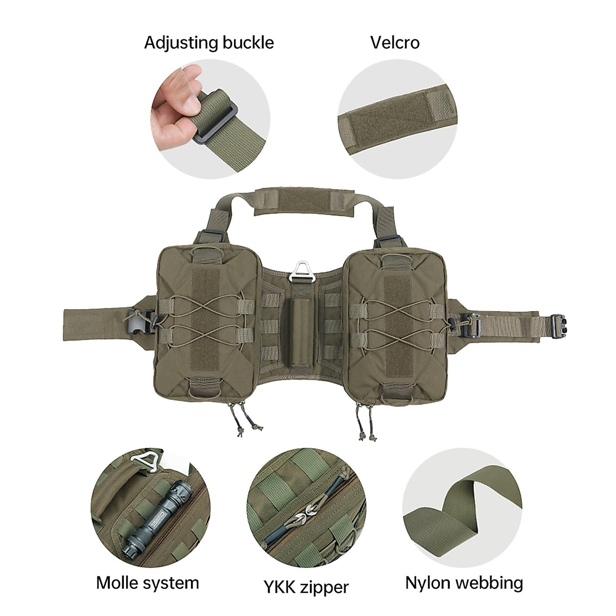 EXCELLENT ELITE SPANKER Dog Pack Hound Dog Saddle Bag Backpack for Travel Camping Hiking Medium & Large Dog with 2 Capacious Side Pockets(RGN-L)