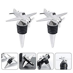 Zerodeko 4PCS Zinc Alloy Wine Bottle Stoppers, Wine Bottle Stopper, Wine Champagne Preservation Plug, Aircraft Style Beer Wine Spout Saver Beverage Bottle Seal