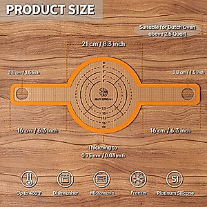 2PCs GUY DREAM Silicone Baking Mat for Dutch Oven - Non-stick Bread Sling - 8.3 Inch Reusable Bread Baking Mat – Silicone Dutch Oven Liner with Long Handles & 1 Set of Silicone Brush & Spatula