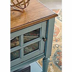Signature Design by Ashley Mirimyn Farmhouse Accent Cabinet End Table, Teal & Brown