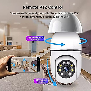 Tashi 1080P Light Bulb Camera, Wireless 5GHz & 2.4GHz WiFi Home Security Camera 360° Surveillance Cam with Motion Detection Alarm Night Vision Light Socket Camera
