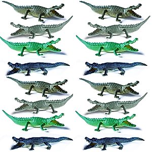 SENSORY4U Crocodile Toys 16 pcs 6 Inch Alligator Action Figure, Crocodile Hunter Action Figure, Crocodile Animal Toy - for Party Favors, Gifts, Prizes, Rewards, Giveaways - Assorted Colors (Assorted)
