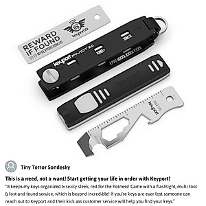 Keyport Pivot 2.0 Essential Bundle - Premium Multitool Keychain | Key Organizer + Keychain Flashlight + Bottle Opener + Lost & Found ALL-IN-ONE | Modern Keychain | Aircraft Aluminum (Black)
