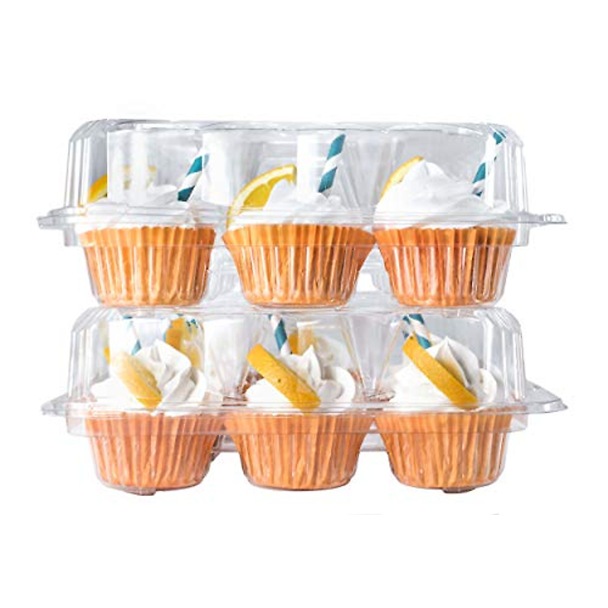 Katgely Cupcake Containers 12 Count (pack of 100), Clear Plastic Cupcake Boxes 12 Count, Deep Dome, Stackable, Disposable & BPA-Free