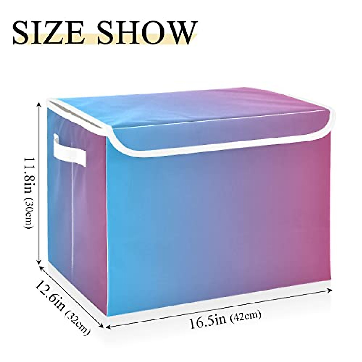 innewgogo Blue Gradient Storage Bins with Lids for Organizing Closet Organizers with Handles Oxford Cloth Storage Cube Box for Car