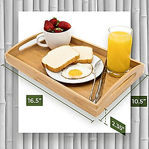Greenco Bamboo Serving Tray with Handles (Small, Rectangle)