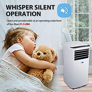 Whynter ARC-102CS Compact Size 10,000 BTU (7,000 BTU SACC) Portable Air Conditioner, Dehumidifier, and Fan with Activated Carbon and SilverShield Filters, for Rooms up to 300 sq ft in White
