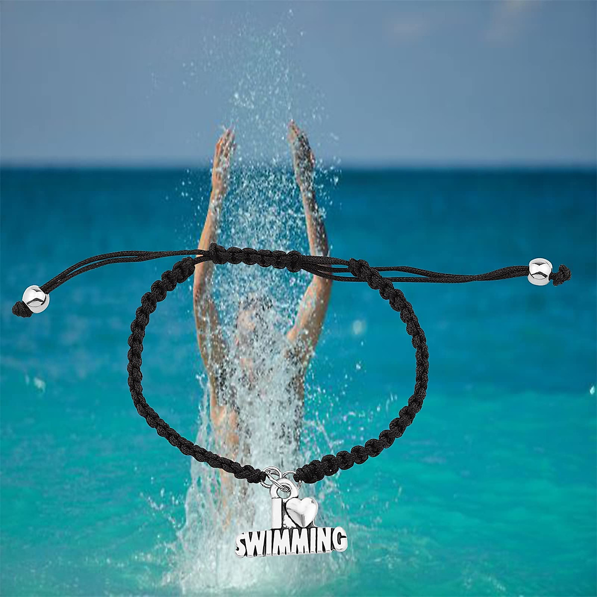 Lywjyb Birdgot Swimming Jewelry Swim Charm Bracelet Swim Gift for Swimmers & Swim Teams (swimming br card)