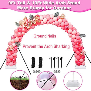Balloon Arch Kit and Balloon Pump, 9Ft Tall & 10Ft Wide Adjustable Balloon Arch Stand with Water Base, Balloons Tying Tools and Other Accessories for Wedding Birthday Party Decoration