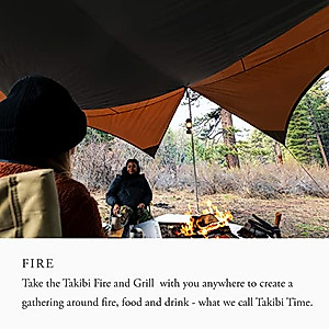 Snow Peak Takibi Fire & Grill - Foldable Fire & Grill - Perfect for Backyards, Camping Trips & More - Cooking Accessory for Patios or Backyards