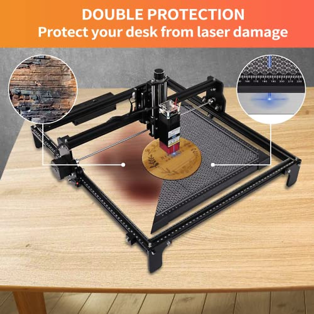 Honeycomb Laser Bed 400mm x 400mm, Laser Honeycomb Bed for Laser Cutter, Honeycomb Laser Bed Kit, Laser Engraver Honeycomb Bed with Aluminum Plate for Table-Protecting,Smooth Edge (15.7x15.7x0.86in)