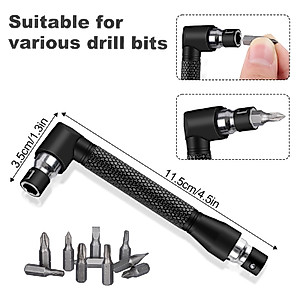 17 Pcs Flexible Drill Bit Extension, Include 2 Pcs Hex Shank 105° Right Angle Drill Attachment 3Pcs Drill Bit Holder 10 Short Screwdriver Bits 90° Angled Bits and Bendable Drill Bit Extension