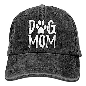 Splash Brothers Customized Unisex Dog Mom Vintage Jeans Adjustable Baseball Cap Cotton Denim Dad Hat Black