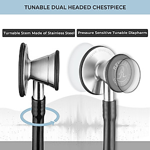 Revival Soundcraft Cardiology Stainless-Steel Dual Head Stethoscope, for Cardiologists, Pulmonologists, Heart and Lung Specialists, Nurses, Medical Students (Black)