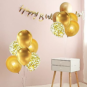 105pcs Matte Balloons and Confetti Balloons with 18 Inch + 12 Inch + 10 Inch + 5 Inch Latex Party Balloons for Gender Reveal Wedding Engagement Birthday Bridal Shower Party Decorations (Gold)