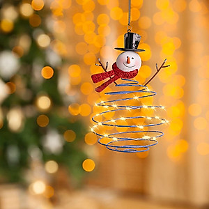 Snowman Hanging Lights Outdoor - Spiral LED Lanterns Garden Lights, Creative Iron Art Lanterns Lamp Pineapple Lights, Decorative Pendant Lights Landscape Lamp for Garden, Patio, Porch, Path, Yard