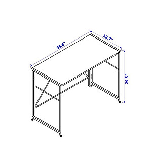 SOFSYS Modern Folding Computer Writing Desk for Small Space, Gaming, and Home Office Organization, Foldable Industrial Metal Frame with Sturdy Desktop for Students or Small Business, Oak/White