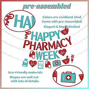 Happy Pharmacy Week Banner - Pharmacy Appreciation Week Decorations, Thank You Pharmacist Bunting Sign, Pharmacy Week Staff Party Decor Blue Red Glitter