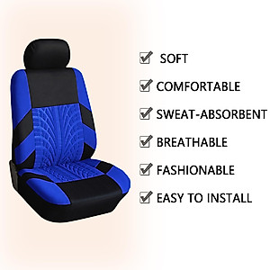 SSNNUU 2PCS Car Seat Cover,Breathable Car Seat Protector Car Seat Covers Front Seats Only, Universal Seat Covers for Cars/Trucks/SUVs Car Accessories Interior Protection & Decoration (Blue)