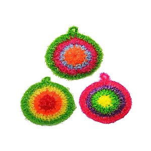 JC1927 Decorative Dish Scrubber Non Scratch Cleaning Pad Cute Dish Net Clothes for Kitchen Washing Dishes Cleaning Net 3 Pack