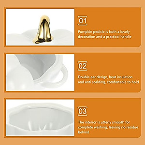 Hemoton Pumpkin Serving Bowl Ceramic Pumpkin Soup Bowl for Halloween, 450ML (15oz) Pumpkin Soup Bowl Dish, Soup Bowl with Lid (White) Ceramic Canister Ceramic Soup Bowl