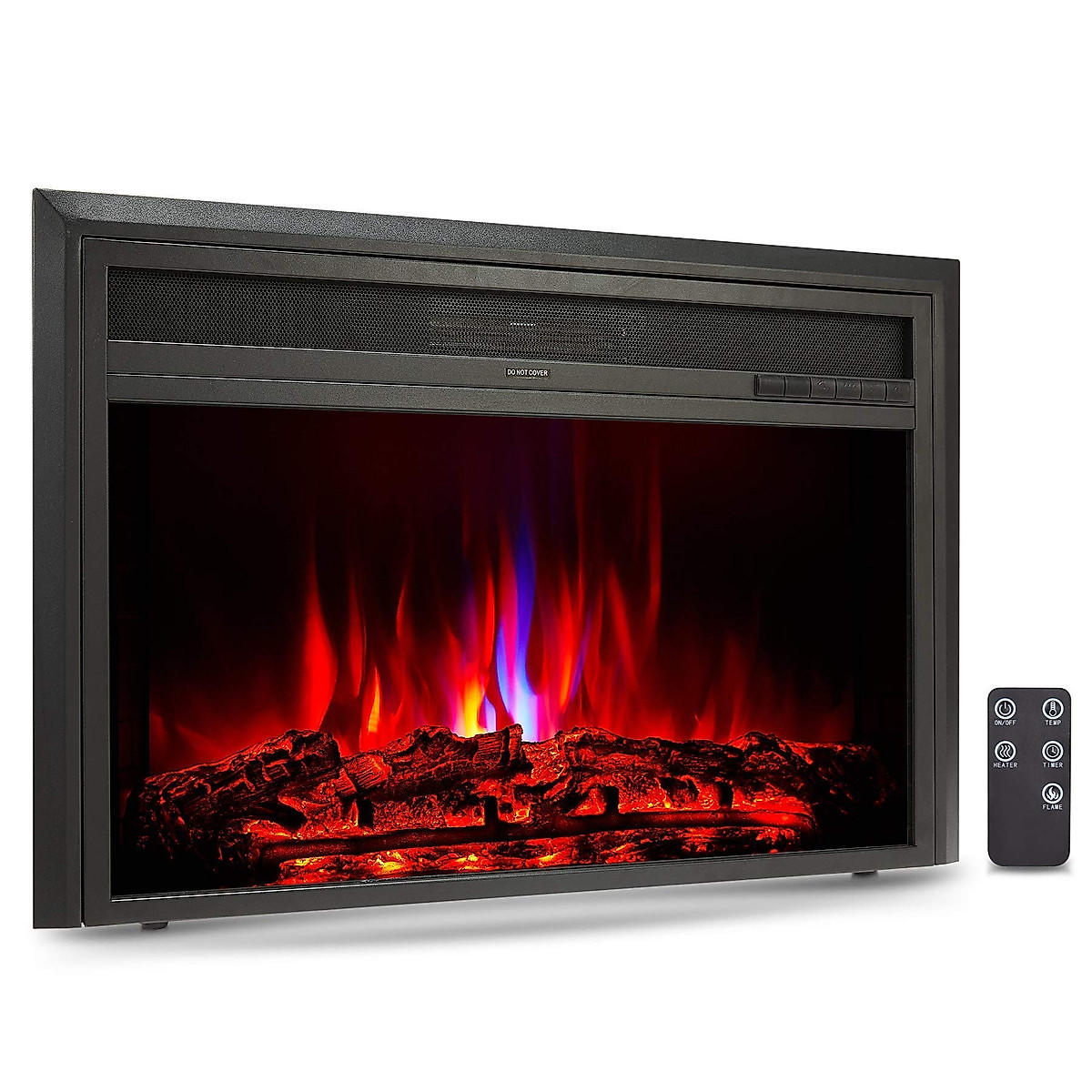 VONLUCE 32 Inch Embedded Space Heater, Recessed Electric Fireplace Insert with 750/1500W Heating Modes, 6 Flame Effects, Remote Control and Thermostat for TV Stands Mantels & Living Room, Black