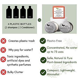 /liv/ Nature Shampoo Bar and Conditioner Set with Travel Case | Volume and Moisture for Dry Hair | Orange, Ylang Ylang, Argan Oil | Made in USA | 2-pk