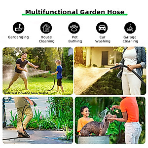 50 ft Hybrid Garden Hose – No Kink,Heavy Duty,Flexible,Leakproof Water Hoses – Lightweigh 5/8 in ID,3/4"Solid Brass Connectors - Rubber Car Hoses Pipe for outdoor Watering& Washing,600 Burst PSI