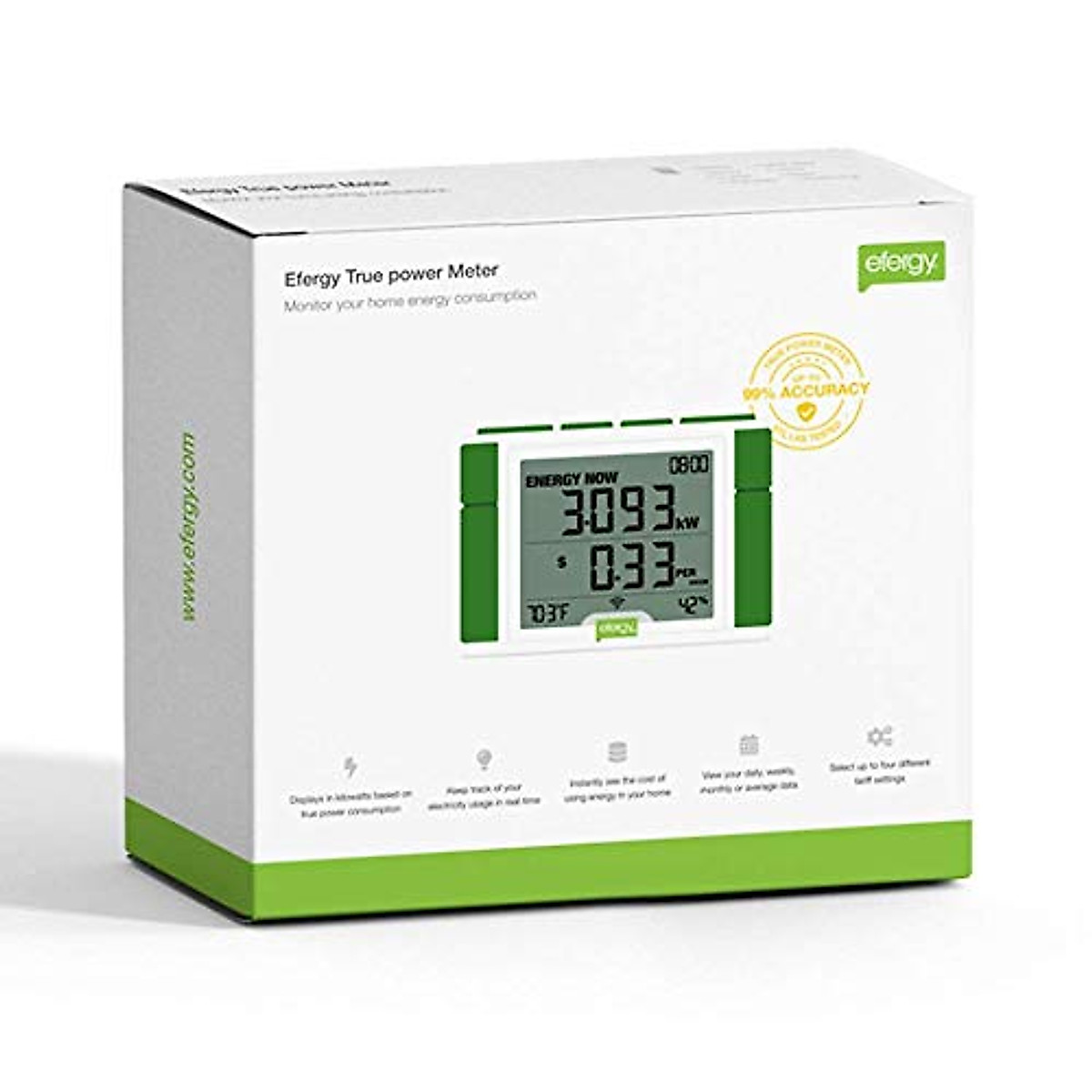 Efergy True Power Meter - Measures Voltage and Phase for Higher Accuracy No Wi-Fi Required.