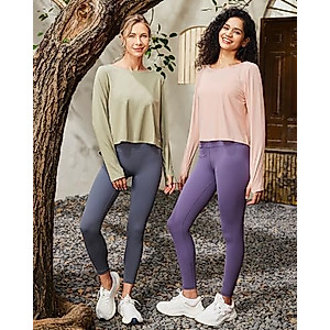 G4Free Workout Shirts Women Loose Fit Long Sleeve Work Out Tops Gym Basic Boxy Running Crop Shirts Thumb Holes Tee(Pink, M)