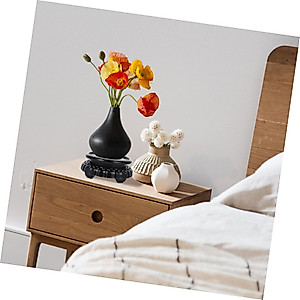 NOLITOY Wood Display Base Round Wood Pedestal Base Basin Frame Fish Tank East To Rotate Bamboo Wood Plastic Round Plant Stand Bonsai