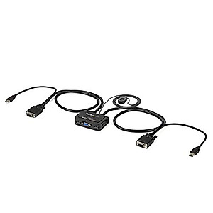 StarTech.com 2 Port USB VGA Cable KVM Switch - USB Powered with Remote Switch - KVM with VGA - Dual Port VGA KVM Switch (SV211USB),Black