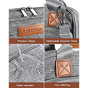 Amersun Bible Cover for Women, Men and Girl with Shoulder Strap - Roomy Bible Case with Multi-Pocket - Bible Tote Bag for Women,Girls(Grey)