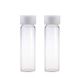 ALWSCI Borosilicate Clear Glass 40 ML EPA TOC Screw Neck Vial with White PP Screw Cap, Center Hole, PTFE Silicone Liner, Ultra-Clean, Case of 72