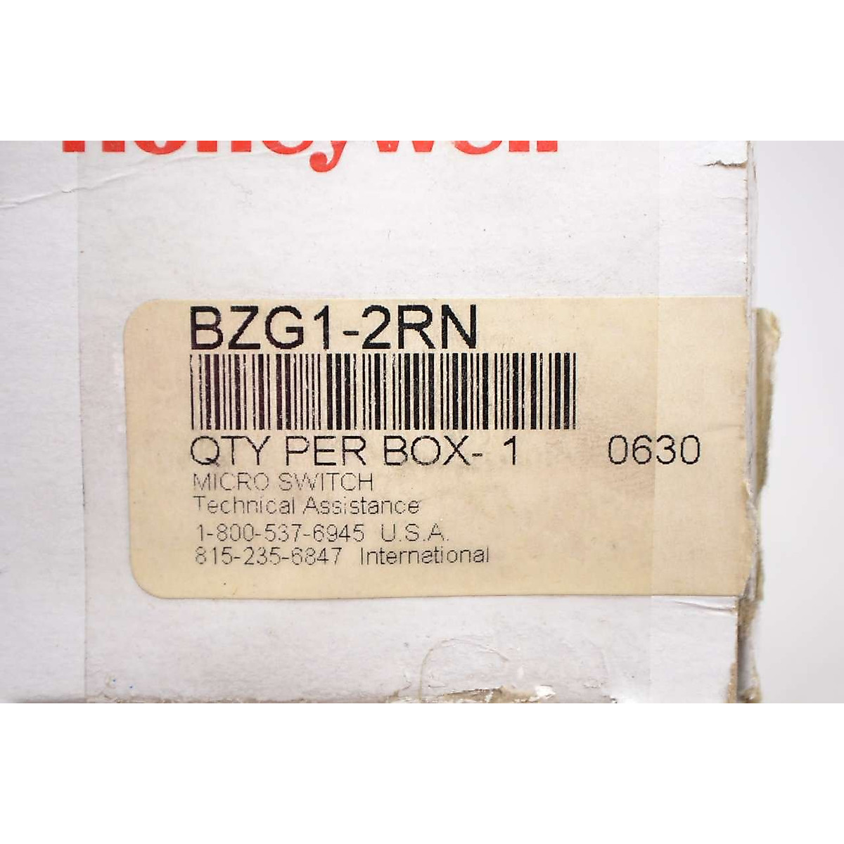 MICROSWITCH BZG1-2RN 600 V, 15 AMP, SPDT-1NO/1NC, Push Plunger, Limit Switch, Operating Force MAX 24O ZF