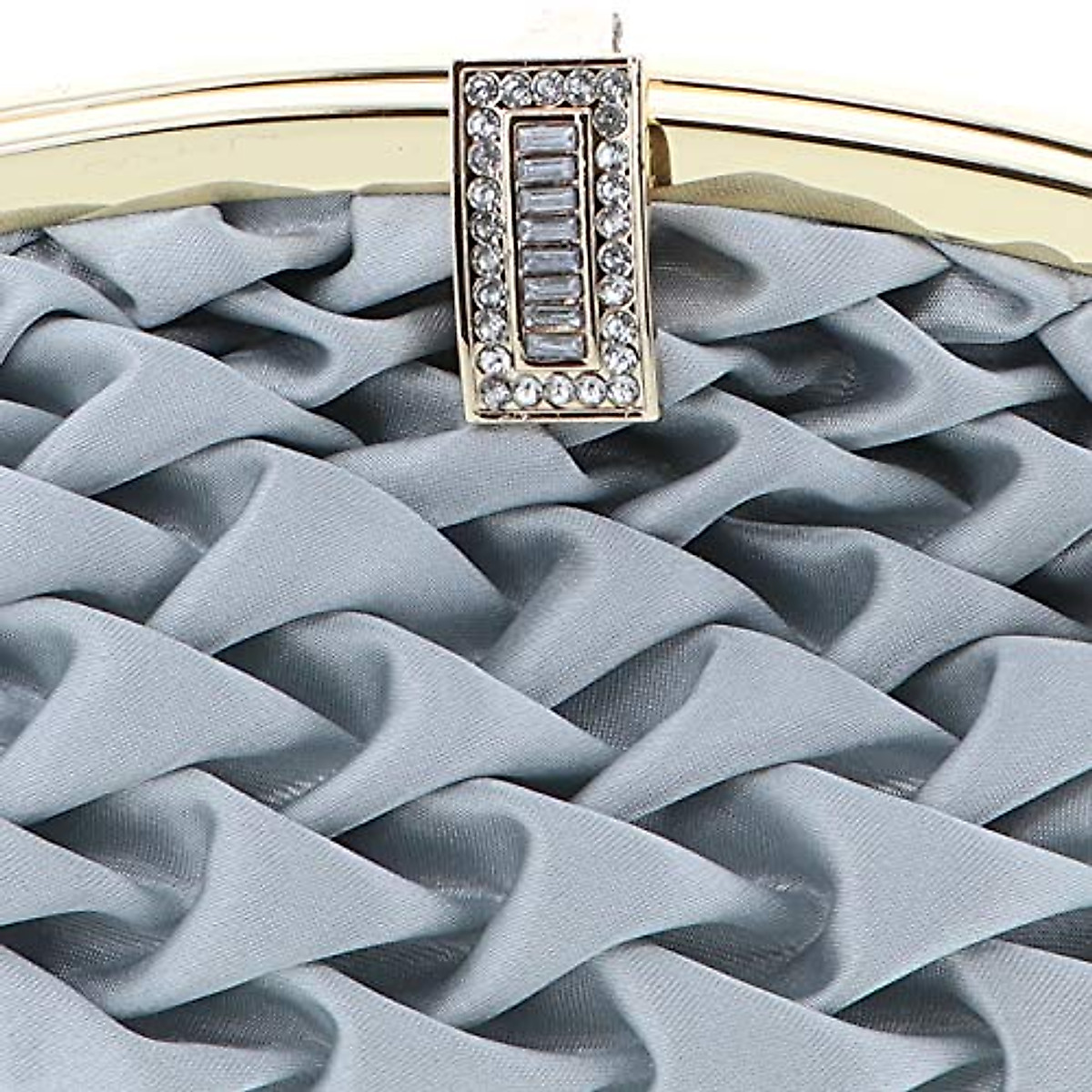 SandT Collection Elegant Evening Ruched Handbag with Gold Chain-Silver