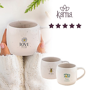 Karma Gifts Reese Ceramic Mug - 16-Ounce Coffee Cup - Cute Mugs for Women and Men - Bee