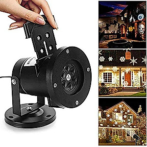 Aipande Snowflower lamp, Christmas LED Projector Lights, Waterproof White Snowflake Landscape Spotlight Show for Indoor Outdoor Garden, Lawn, Holiday Decoration (17 Pattern Card, Black)