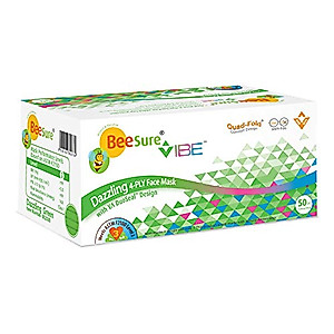 BeeSure Vibe Face Masks, Dazzling Green (Pack of 50)