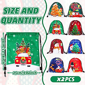 Mixweer 24 Pcs Christmas Drawstring Gift Bags Bulk Xmas Kid Snowman Goodies Snack Treat Presents Wrapping Reusable Children Birthday Party Sport Supplies 12 x 10 Inch (Vivid Style)